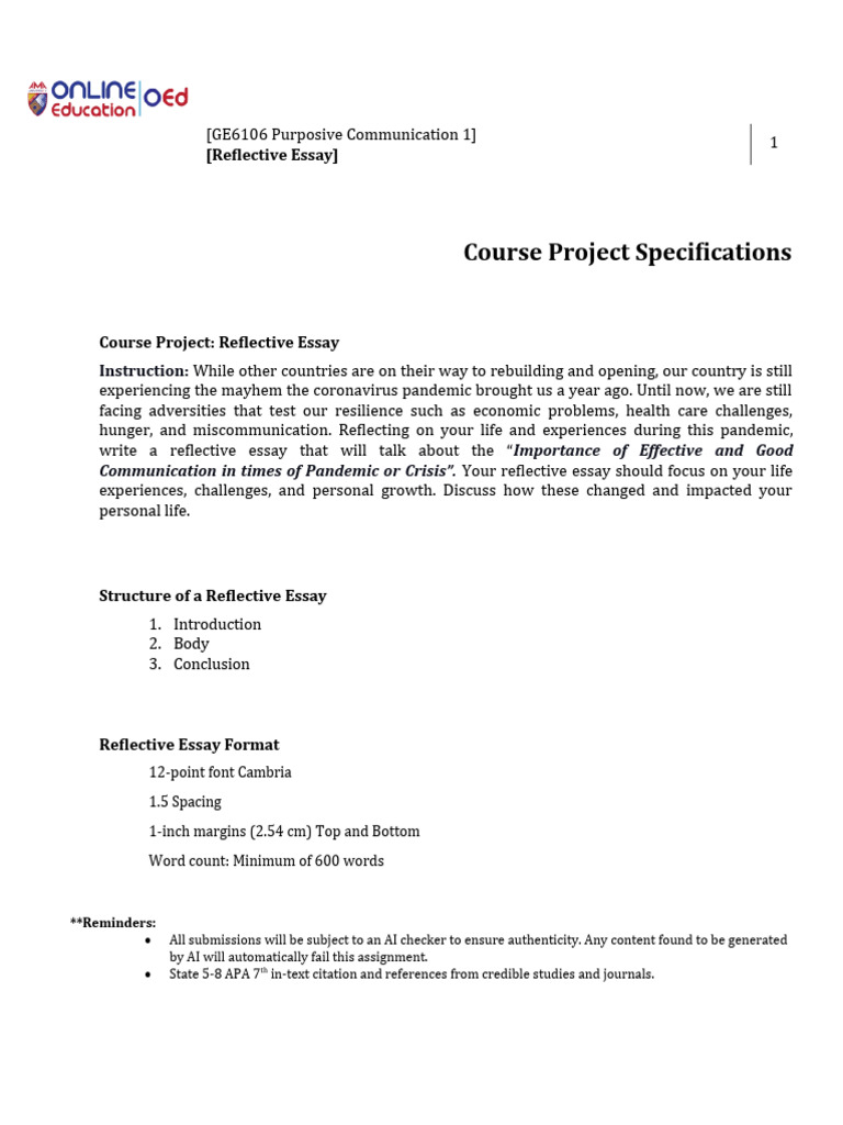 Reflective Essay on Pandemic Communication | PDF | Essays | Experience