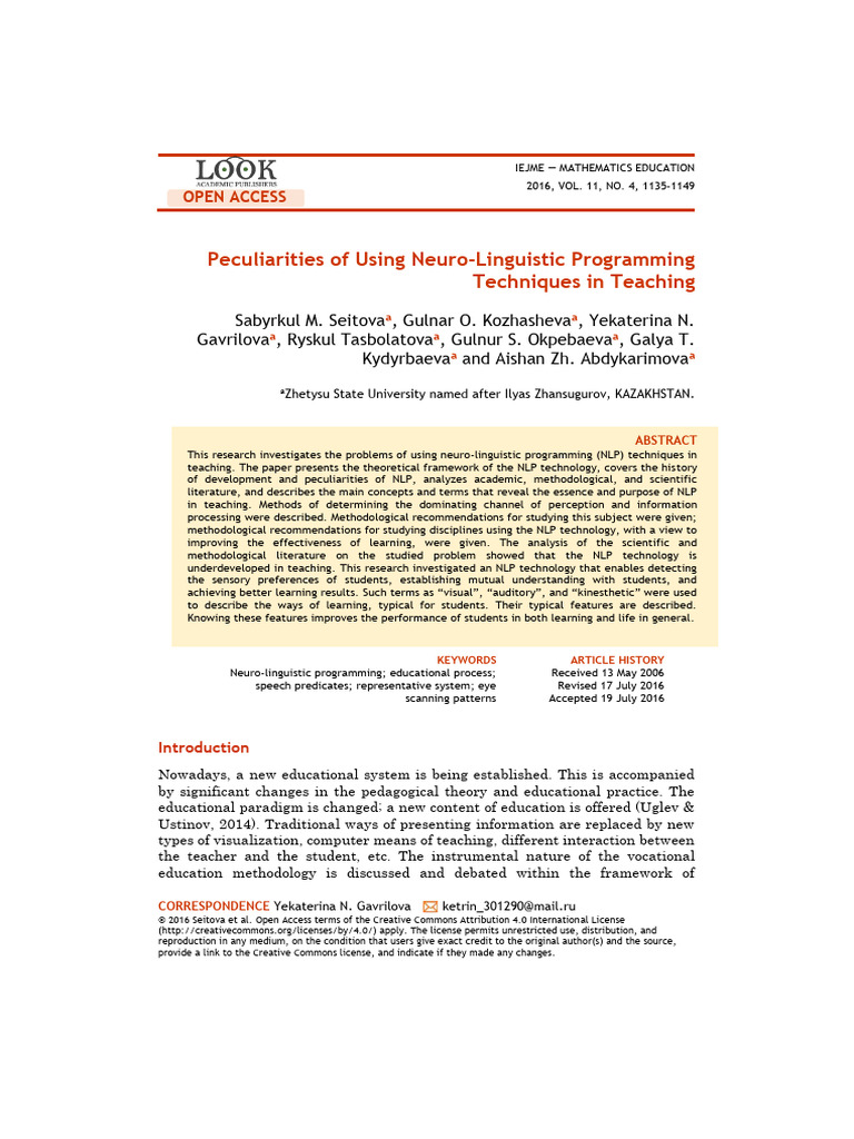 Peculiarities of Using Neuro Linguistic Programming Techniques in ...