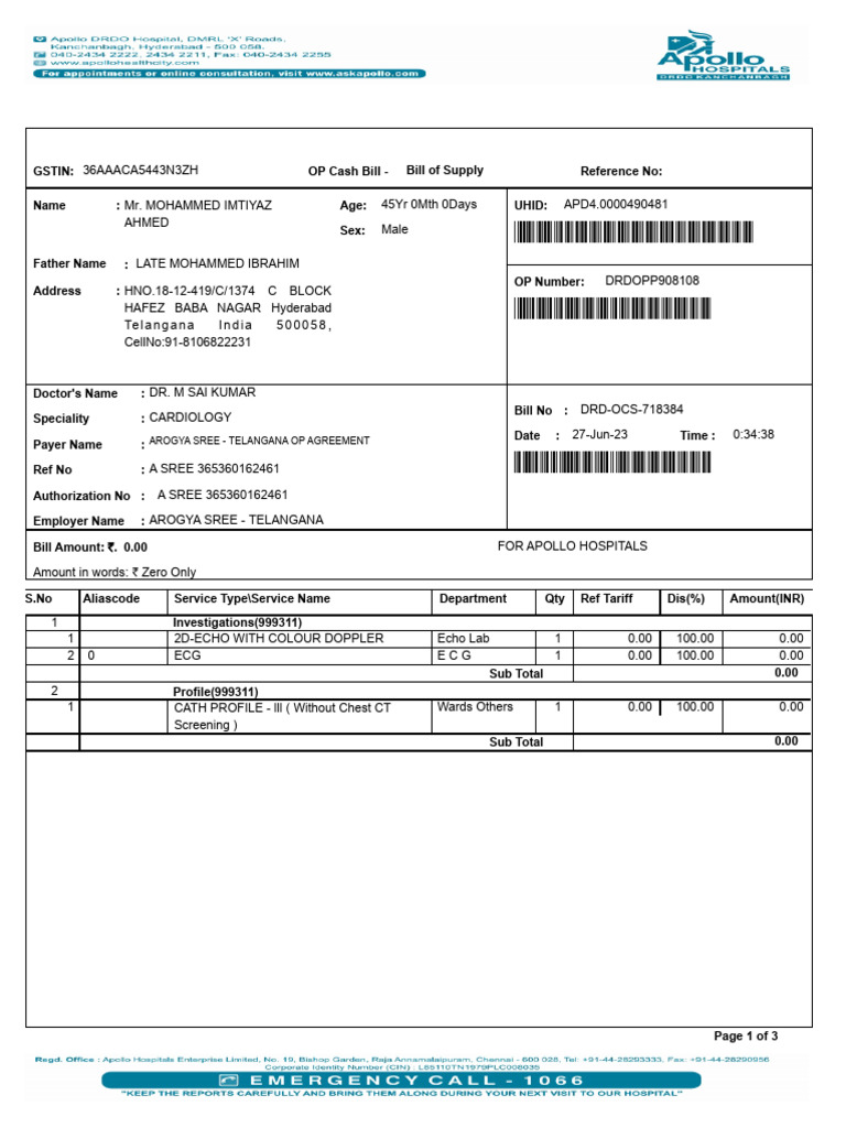 Bill 27jun2023 | PDF | Clinical Pathology | Blood