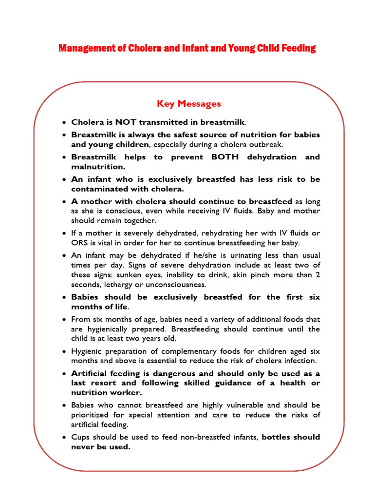 Cholera and Iycf - Key Messages English | PDF | Breastfeeding | Breast Milk