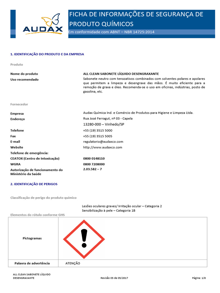 Fispq All Clean Sabonete Liquido Desengraxante | PDF | Embalagem e ...