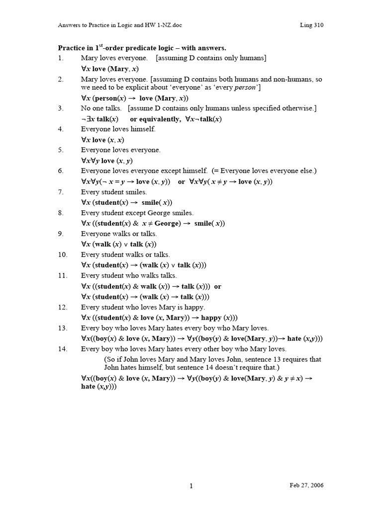 Logic Practice Questions and Answers | PDF | Logic | Grammar