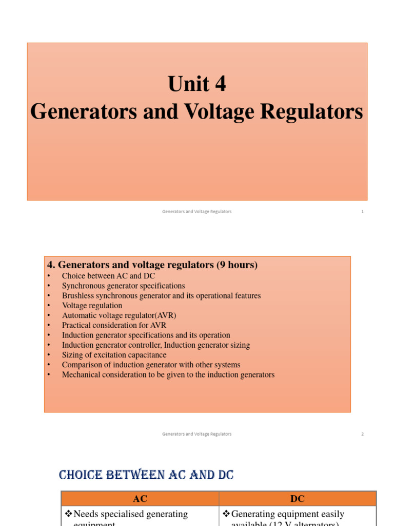Generators and Voltage Regulators Overview | PDF | Electric Generator ...