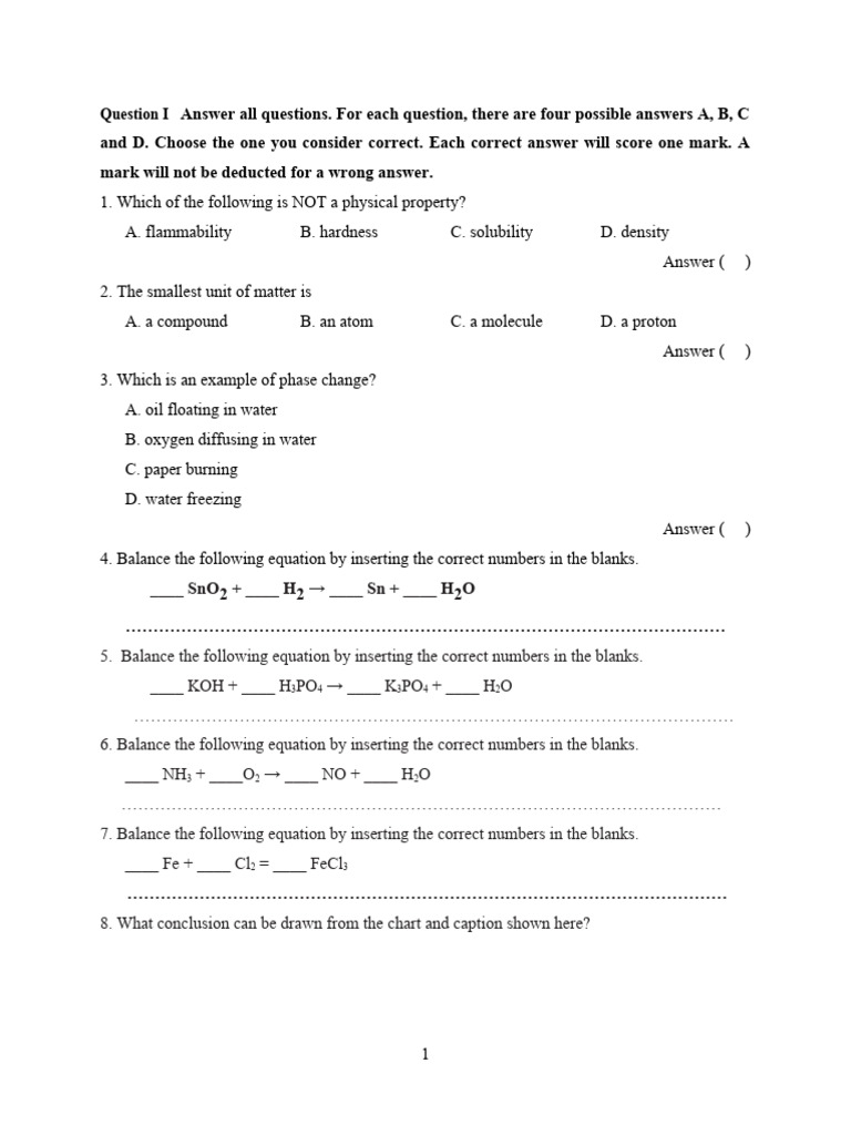 Question I Answer All Questions | PDF | Water | Gases
