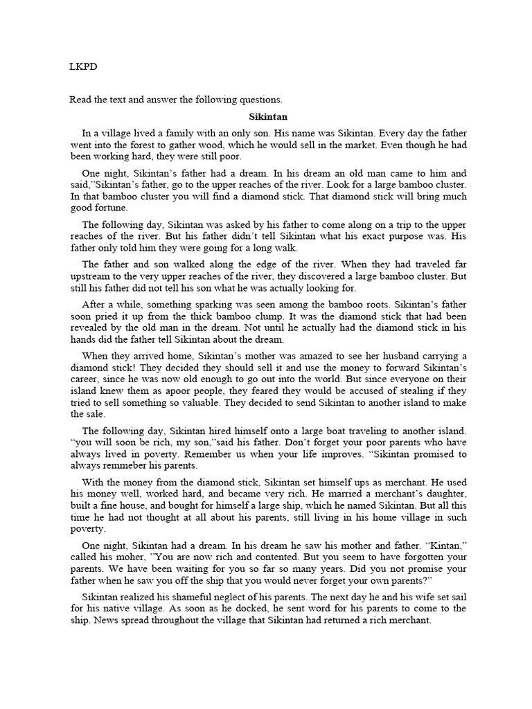 LKPD Narrative Text Grade X | PDF | Travel | Home & Garden