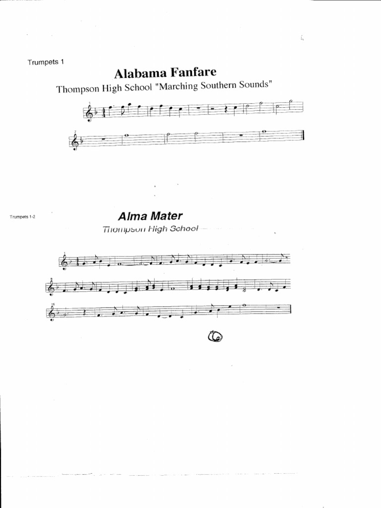 Alabama Fanfare - Alma Mater - Trumpet 1.2 | PDF