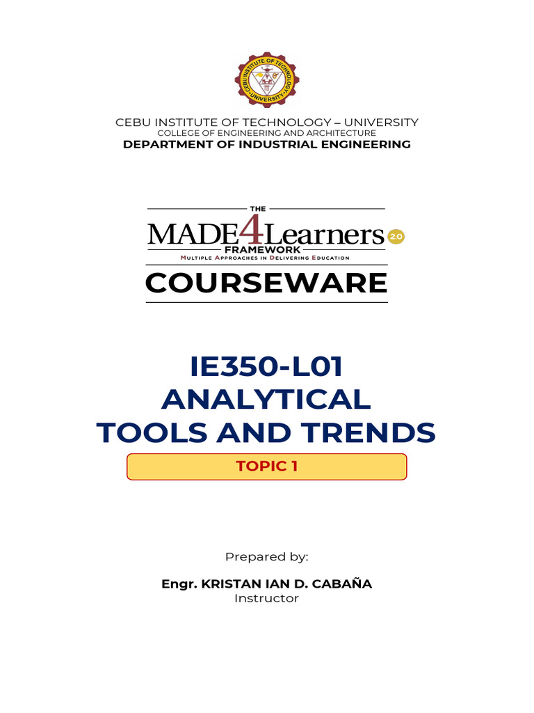 M4L 4 IE350 Courseware Topic1 | PDF | Engineering | Microsoft Excel