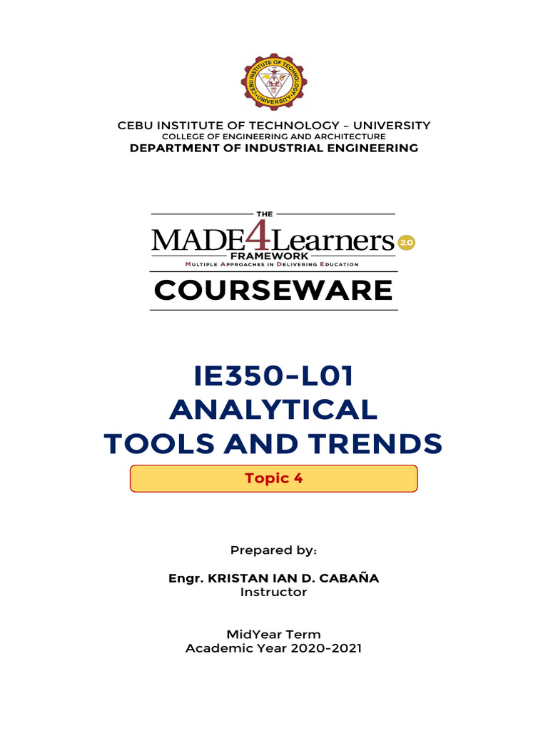 M4L 4 IE350 Courseware Topic4 Cont | PDF | Product (Business) | Spreadsheet
