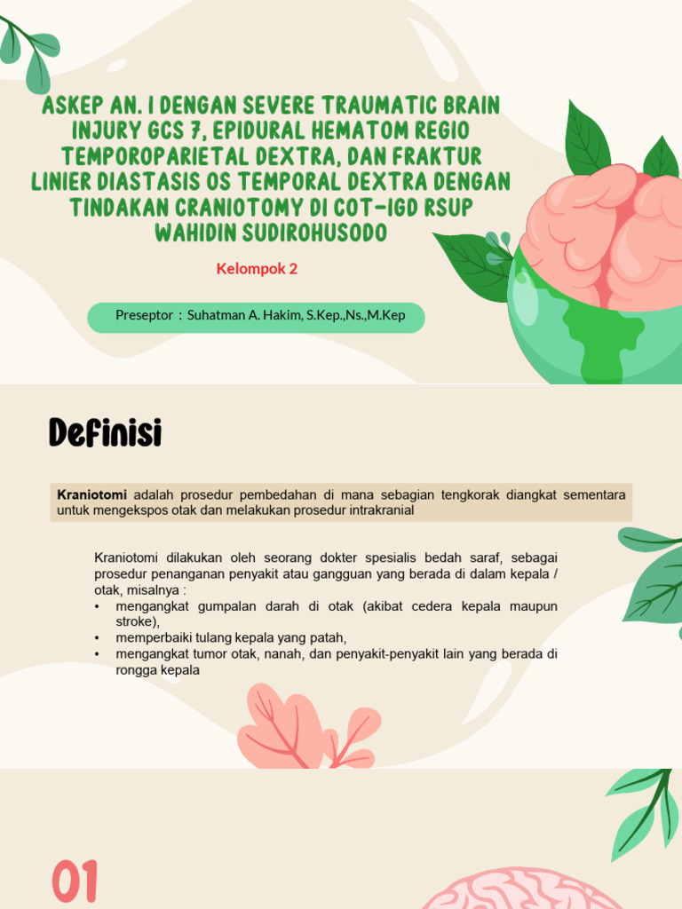(KLP 2) PPT Seminar - Askep Craniotomy | PDF