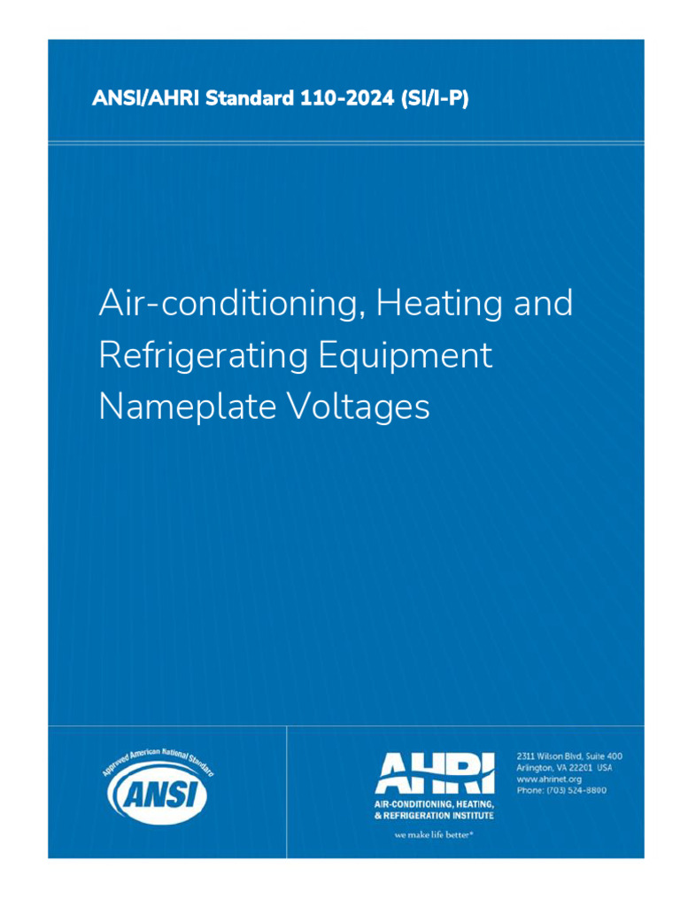 ANSI AHRI Standard 110-2024 (SI I-P) | PDF | Quantity | Metrology