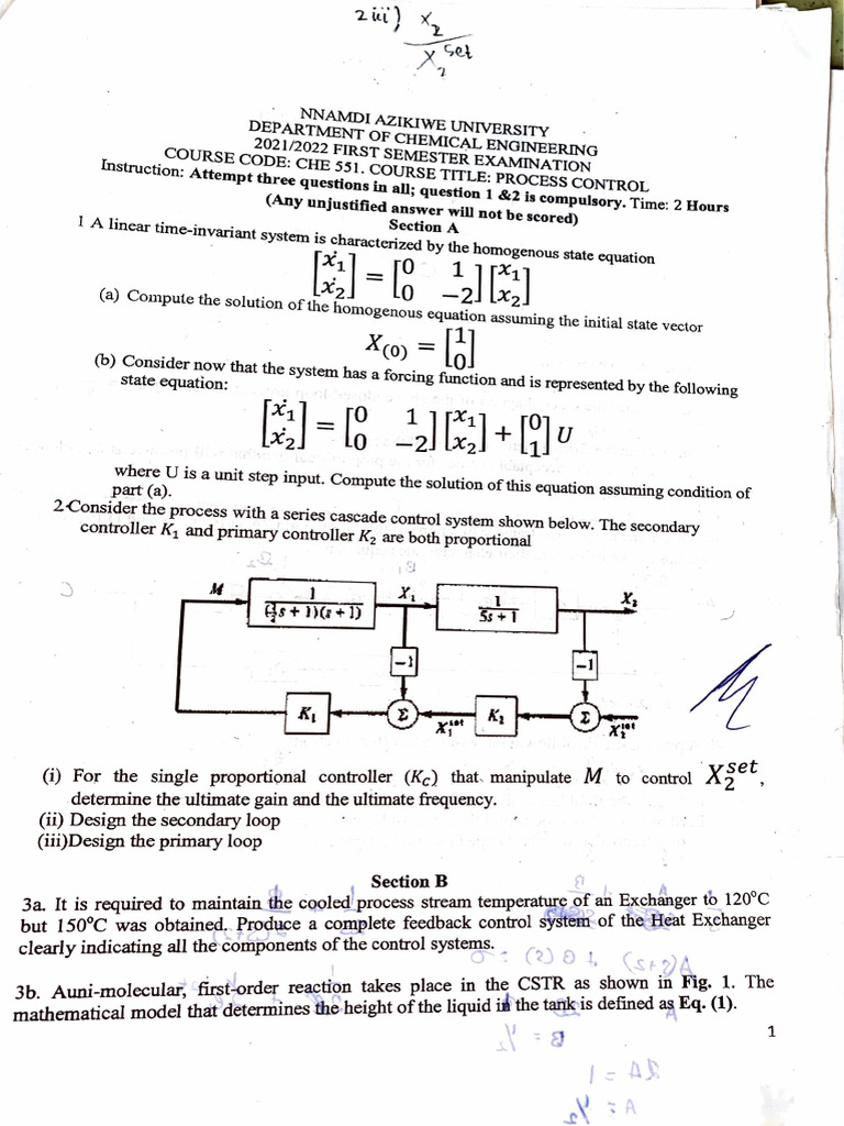 Che 551 PQ | PDF | Control Theory | Mechanics