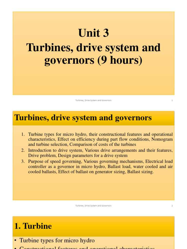 Unit 3 Turbines, Governors and Drive System | PDF | Turbine | Belt ...