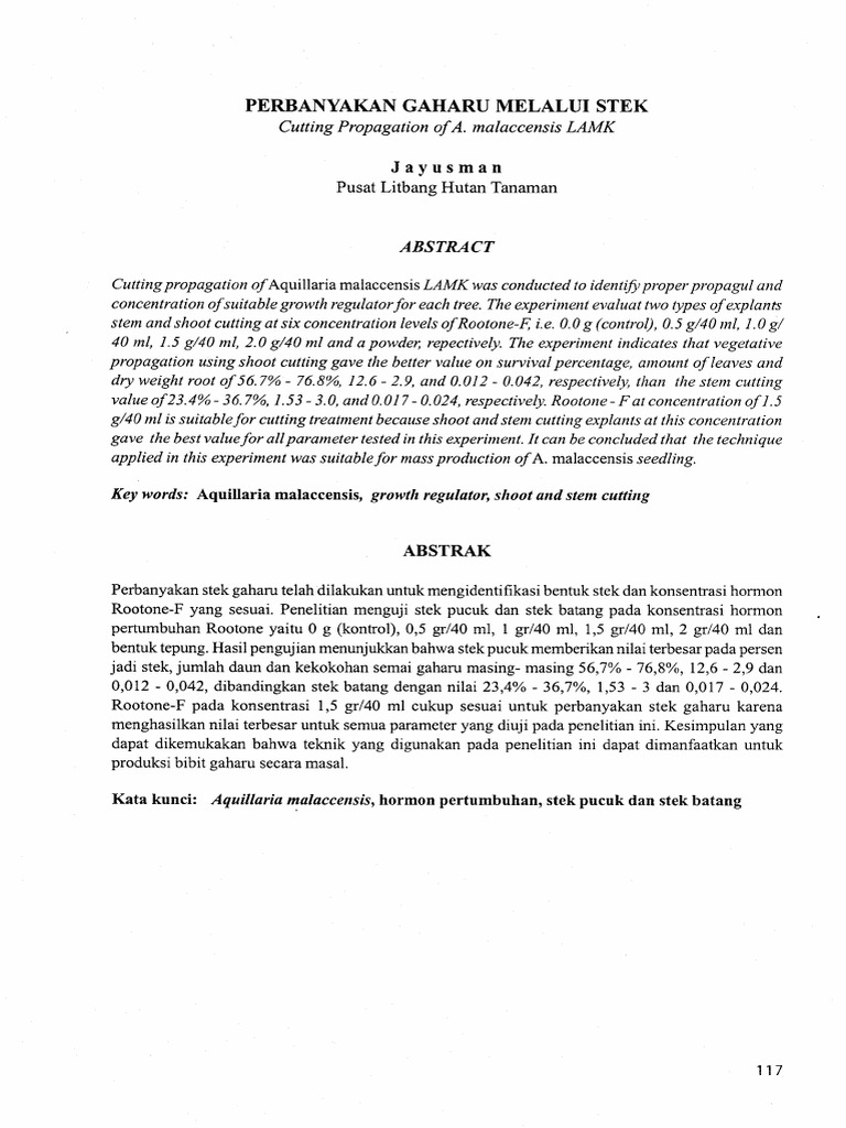 Perbanyakan Gaharu Melalui Stek | PDF