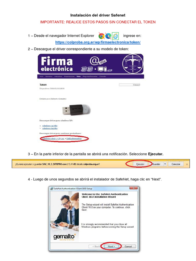 Instalación Driver SafeNet Token | PDF | Contraseña | Ciencias de la ...