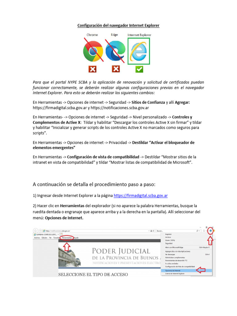 1 Configuración Del Navegador Internet Explorer | PDF | explorador de Internet | Red mundial