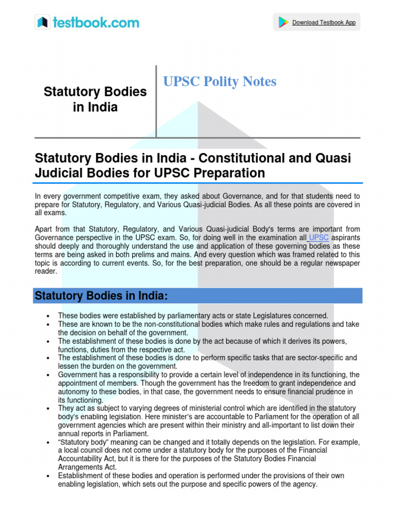 Statutory Bodies in India E8ede373 | PDF | Tribunal | Public Law