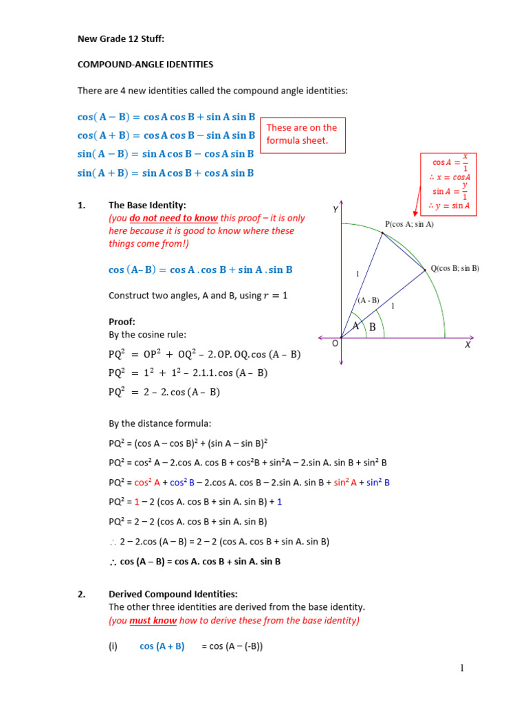 2 Trig. Identities - Compound Angles | PDF | Euclidean Geometry | Trigonometric Functions