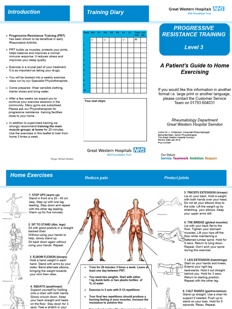 Progressive Resistance Exercise Sheet | PDF | Musculoskeletal System ...