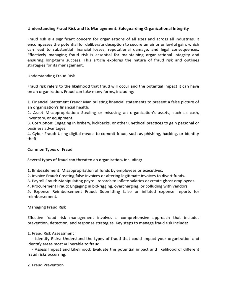 Managing Fraud Risk in Organizations | PDF | Internal Control | Fraud