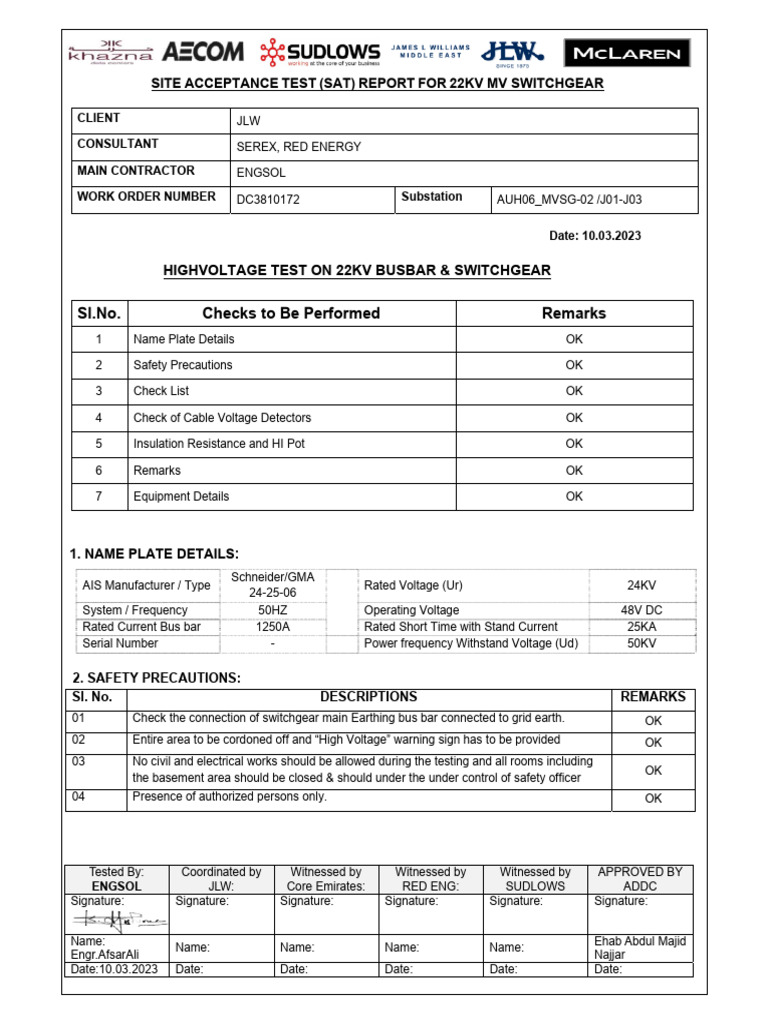HV TEST REPORT | Download Free PDF | Electrical Engineering | Equipment