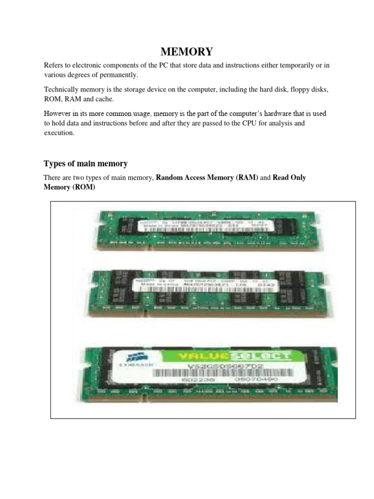 Computer MEMORY (1) | PDF | Random Access Memory | Computer Data Storage