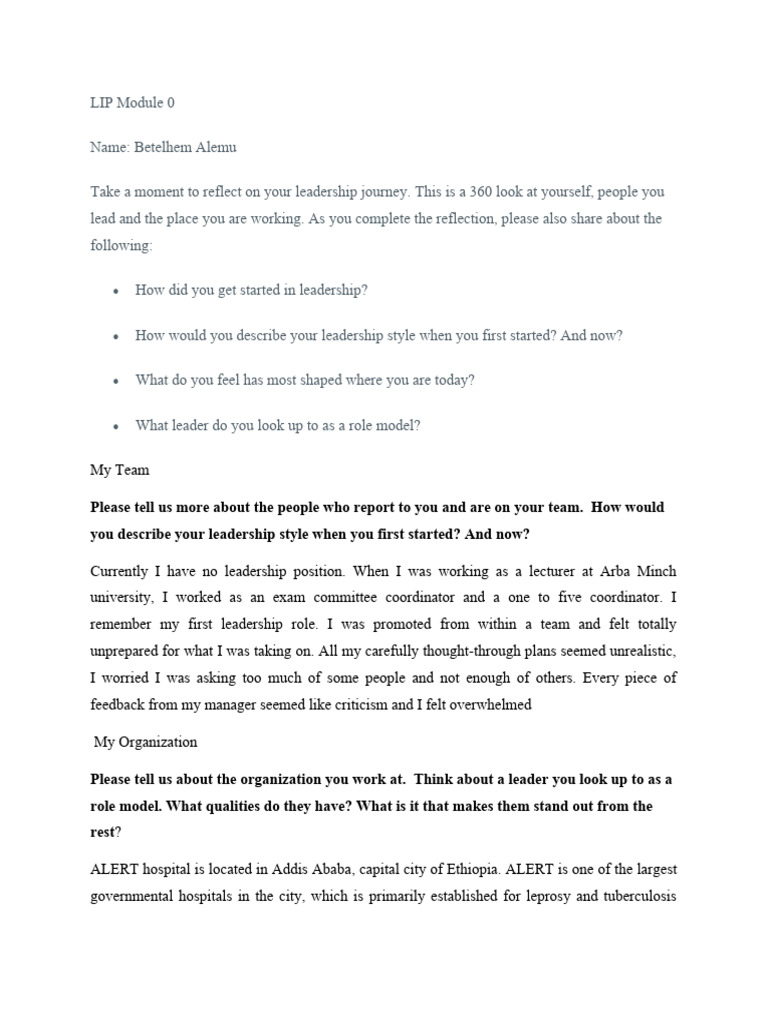Leadership Story Reflection Template | PDF | Leadership | Cognition