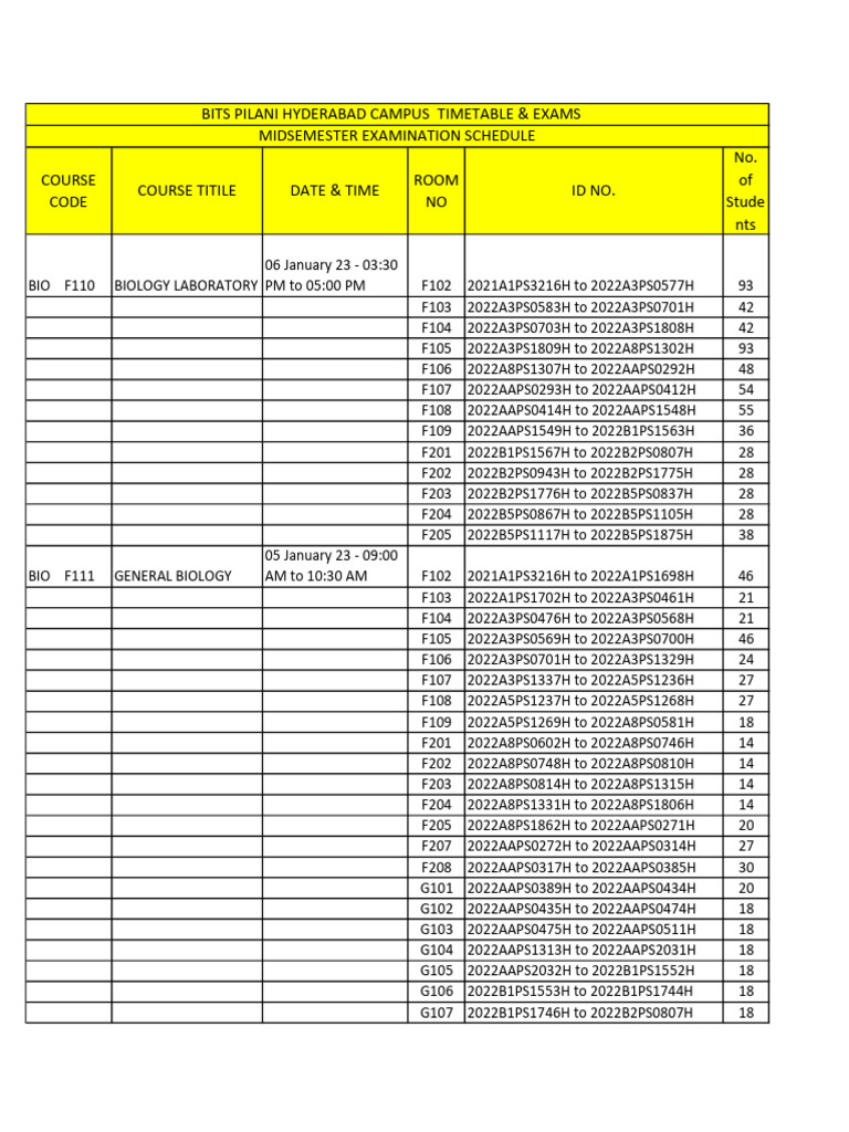 Seating Arrangement FD Firstyear Midsem | PDF