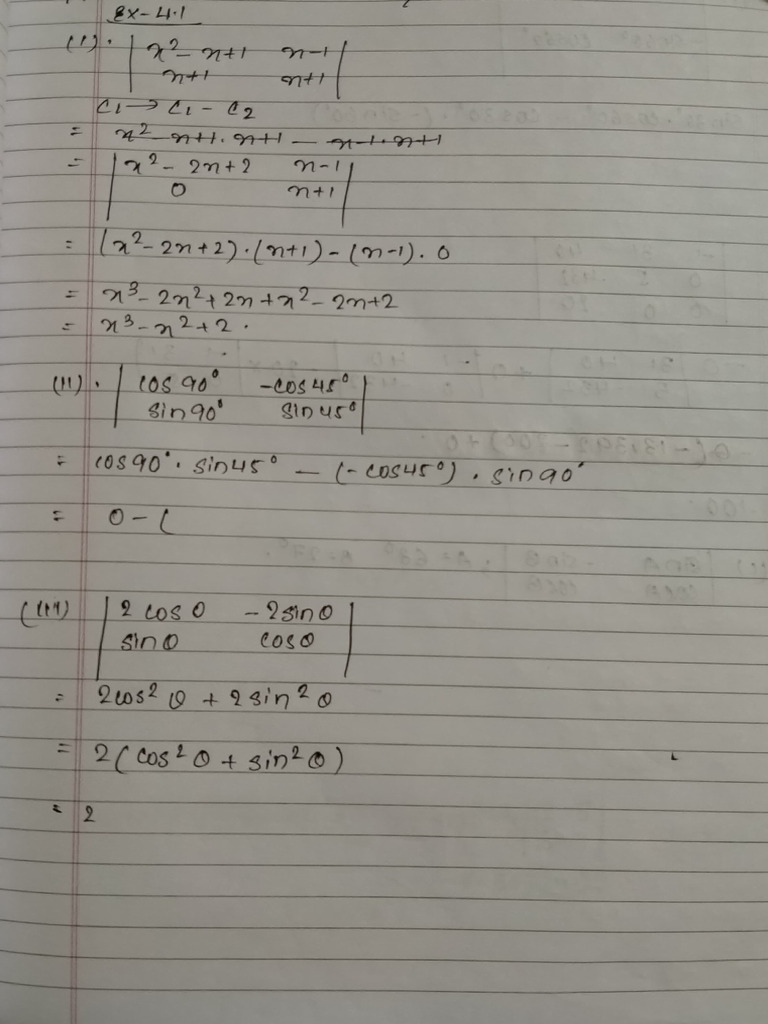 Determinants Ex4.1, 4.2, 4.3, 4.4, 4.5 | PDF