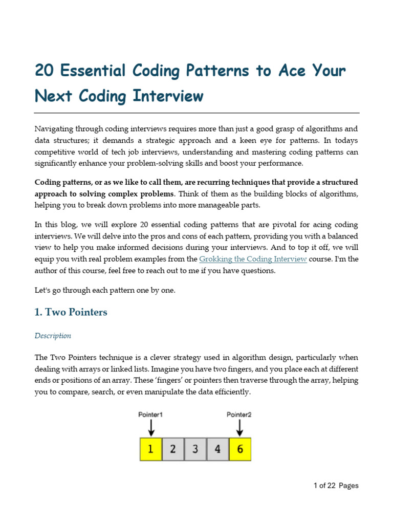 20 Coding Patterns for Interviews | PDF | Time Complexity | Computer ...