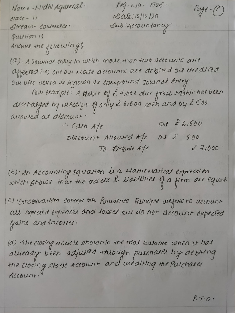 Accountancy.. Class 11 Commerce | PDF