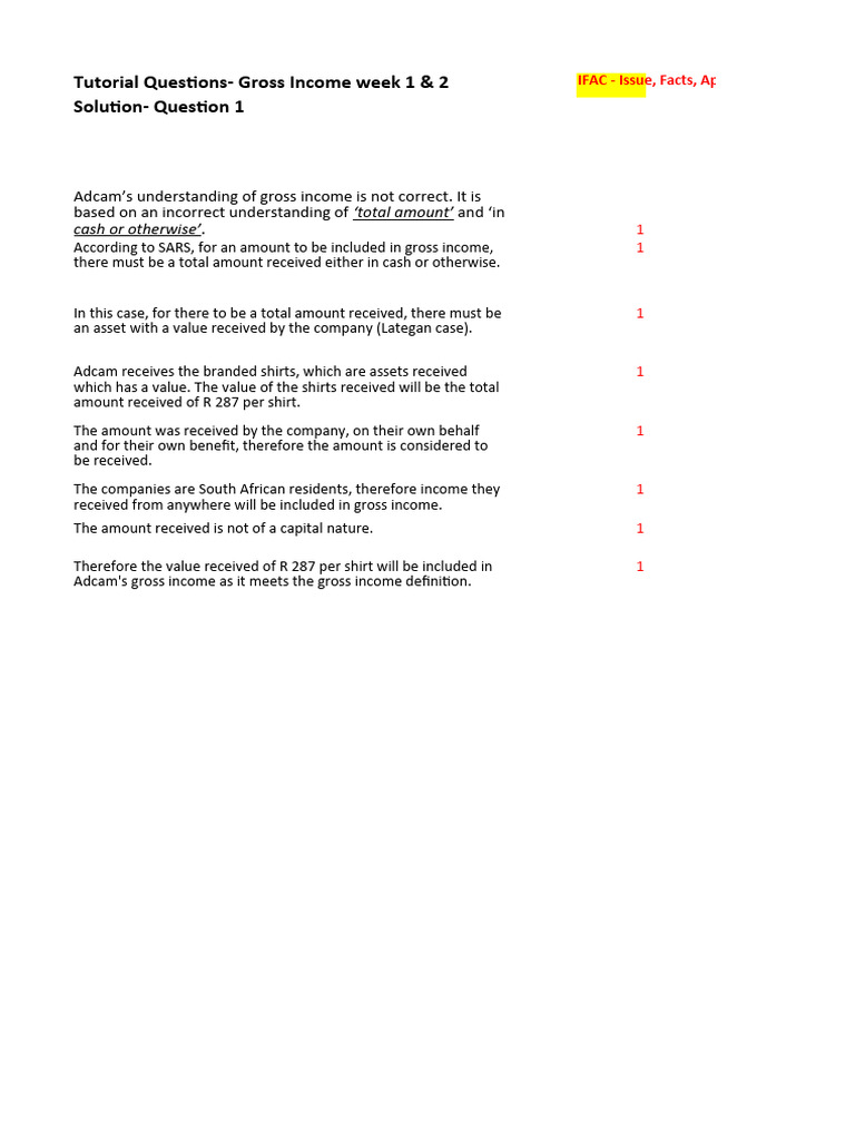 Gross Income Week 1 tutorial solutions (1) | Download Free PDF | Gross ... Gross Income Week 1 tutorial solutions (1) | Download Free PDF | Gross ...