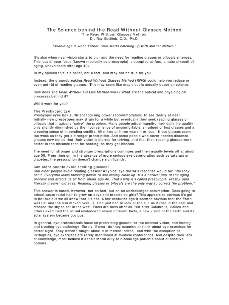 Read Without Glasses Method | PDF | Glasses | Ophthalmology