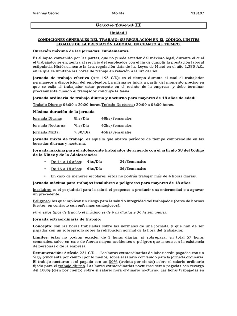 Derecho Laboral II - Resumen VO | Descargar gratis PDF | Salario | Derecho laboral