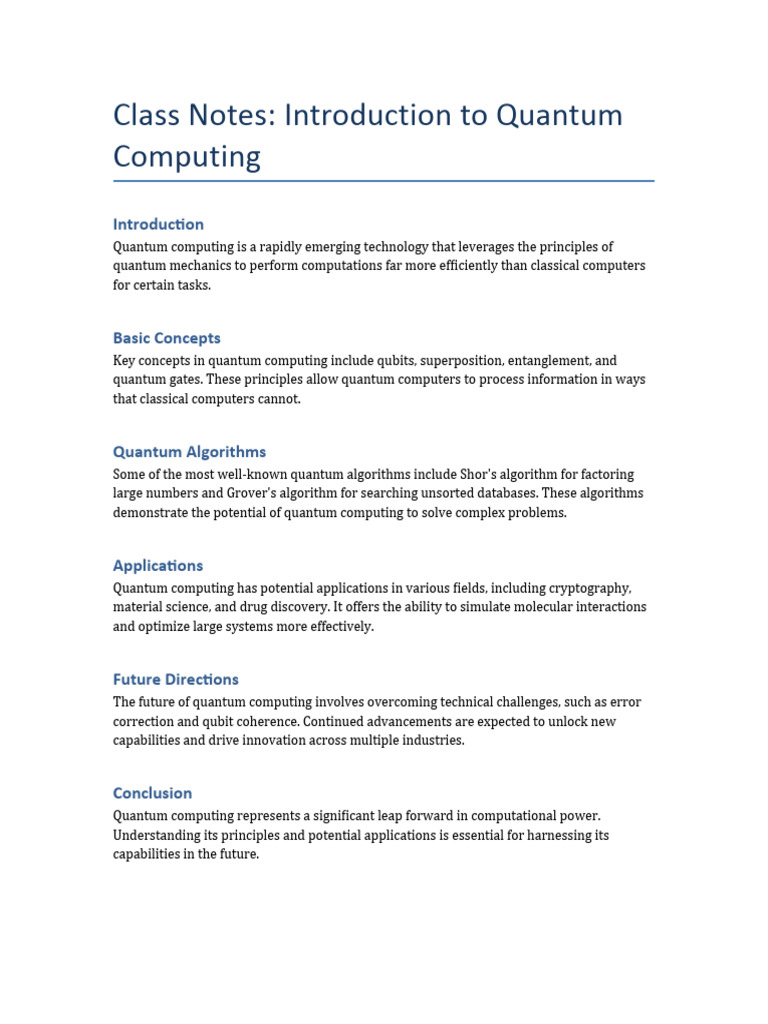 Introduction to Quantum Computing Basics | PDF