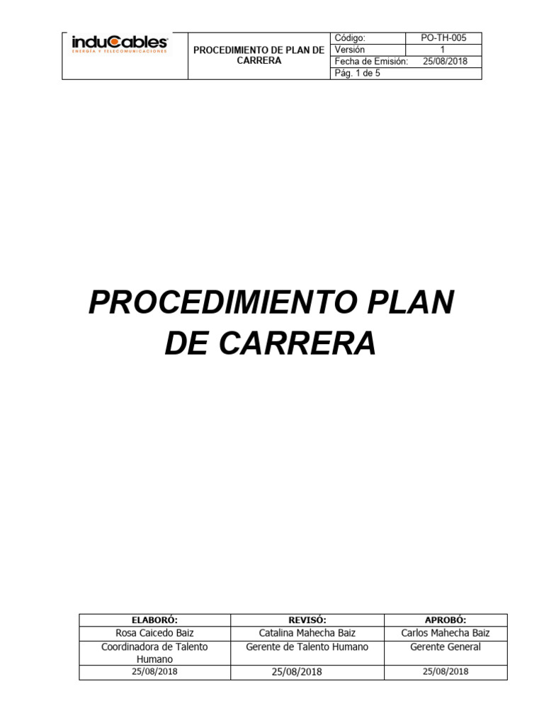 Po-Th-005 Procedimiento Plan de Carrera | PDF | Reclutamiento | Business
