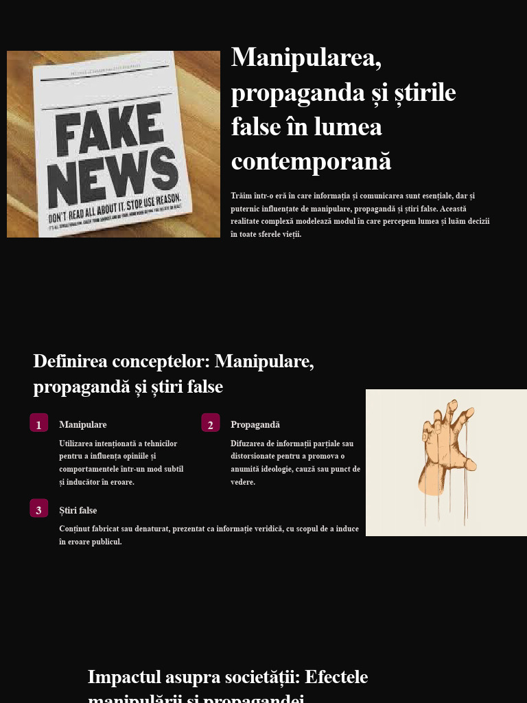 Manipularea Propaganda Si Stirile False in Lumea Contemporana 2 | PDF
