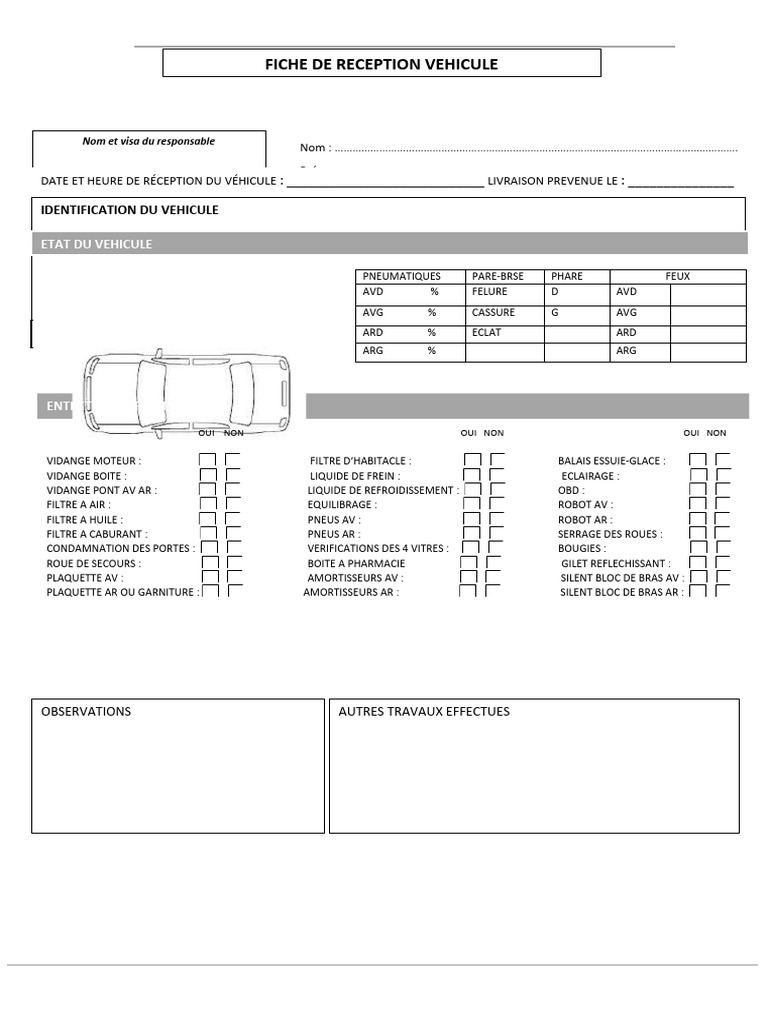 Fiche de Réception de Véhicule | PDF | Constructeurs automobiles ...