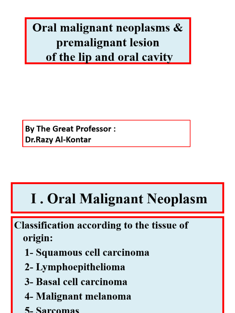Lip&Oral Malignant Neoplasm | PDF | Carcinoma | Medical Specialties