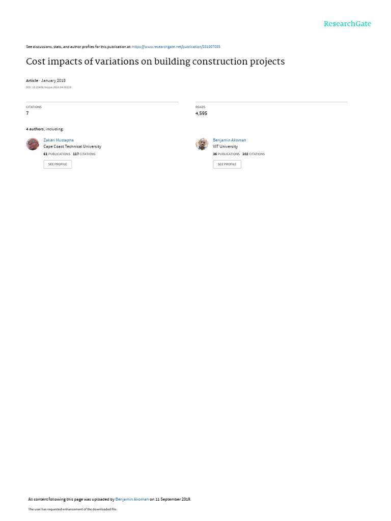 Construction Variation Impacts | PDF | Coefficient Of Determination ...