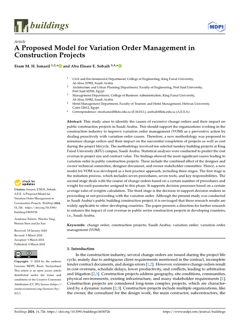 A Proposed Model For Variation Order Management in | PDF | Project ...