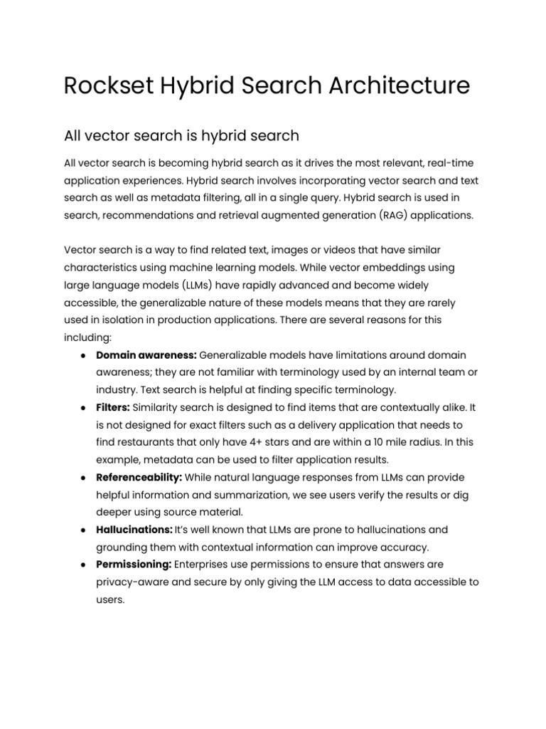 Rockset For Hybrid Search | PDF | Database Index | Search Engine Indexing