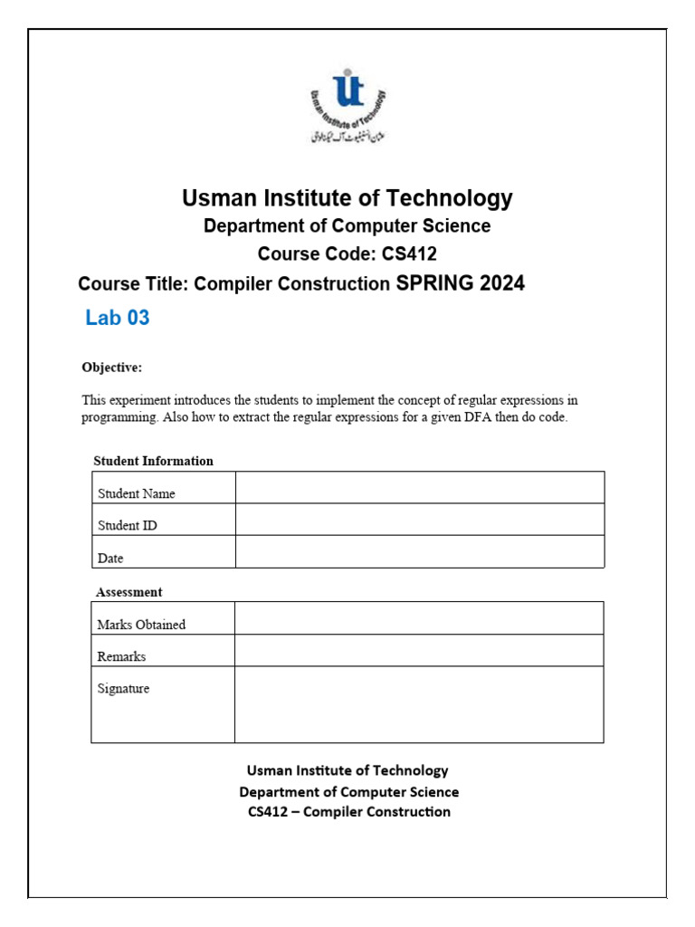 Spring 2024 Compiler Constructoin A Lab 3-2 | PDF | Regular Expression | Computer Programming