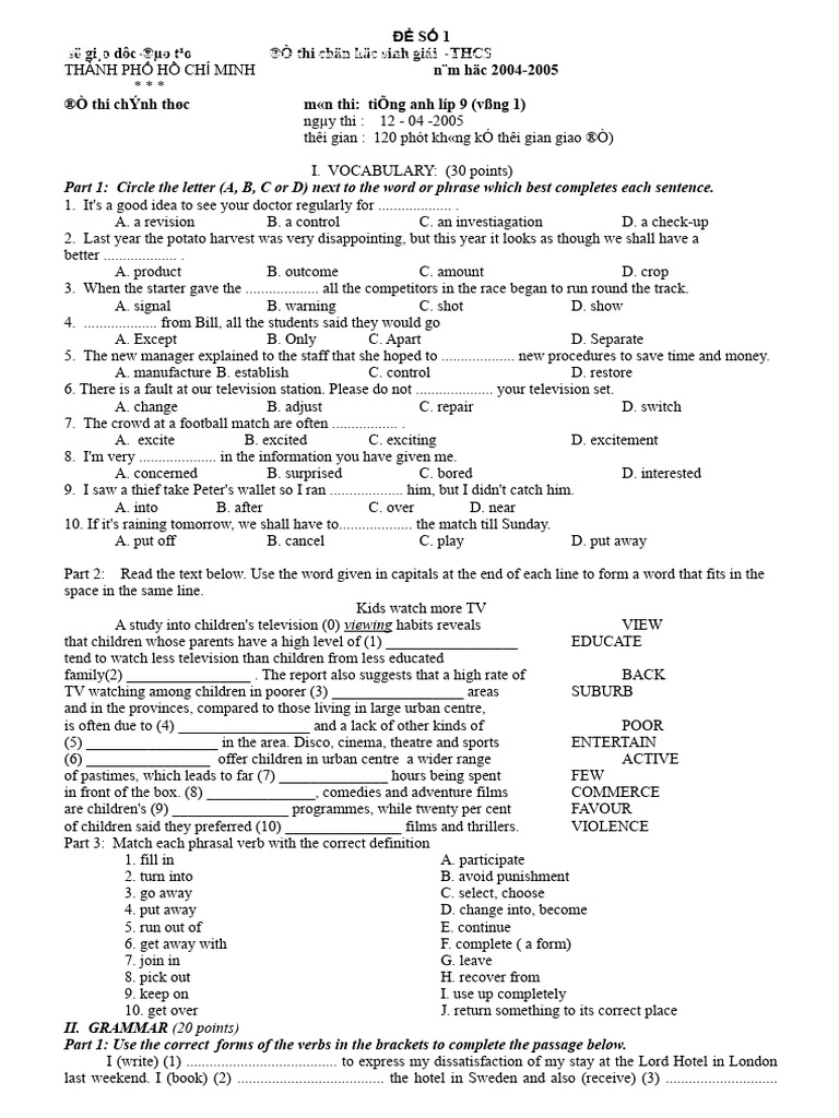 50 Bo de Thi HSG Anhvan 9 | PDF | Paper | Recycling