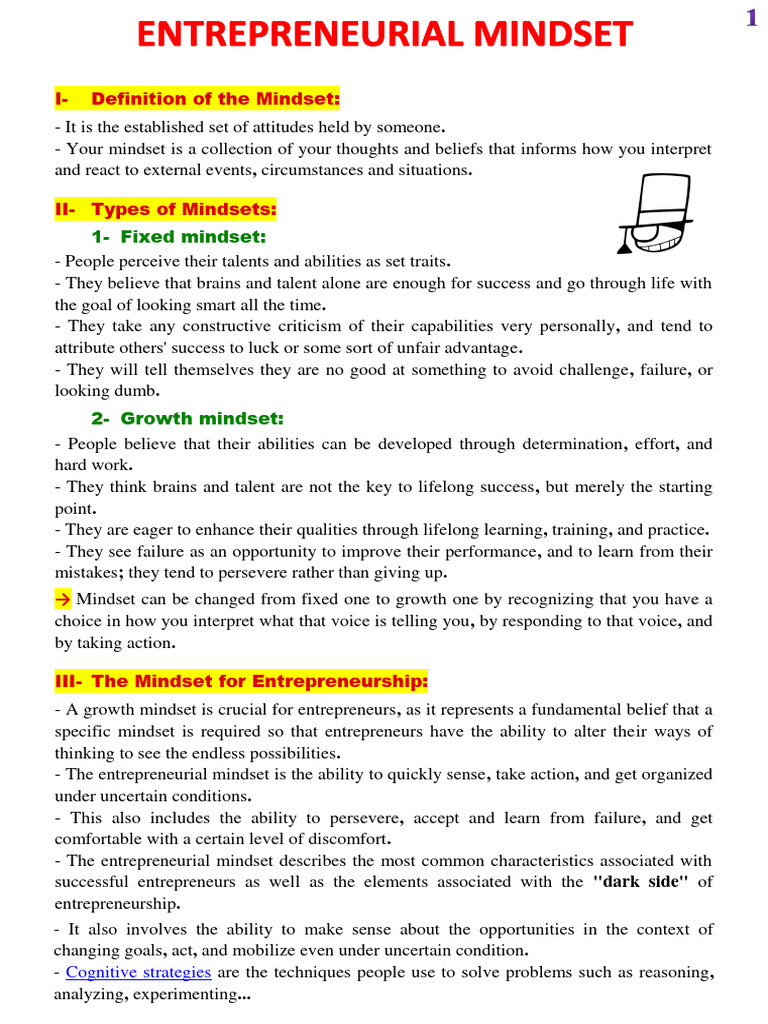 Understanding Growth Mindset for Entrepreneurs | PDF | Mindset ...