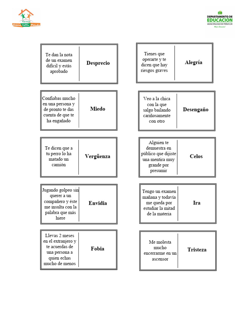Domino de Las Emociones | PDF