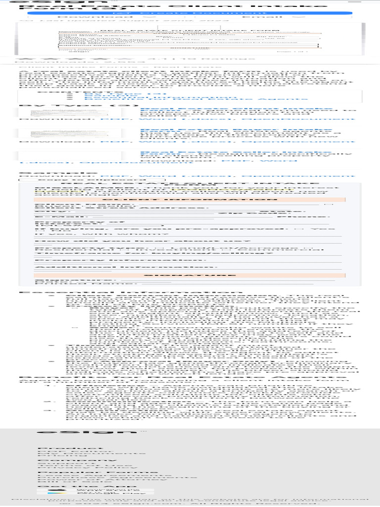 Free Real Estate Client Intake Form (3) PDF Word | PDF | Estate Agent ...