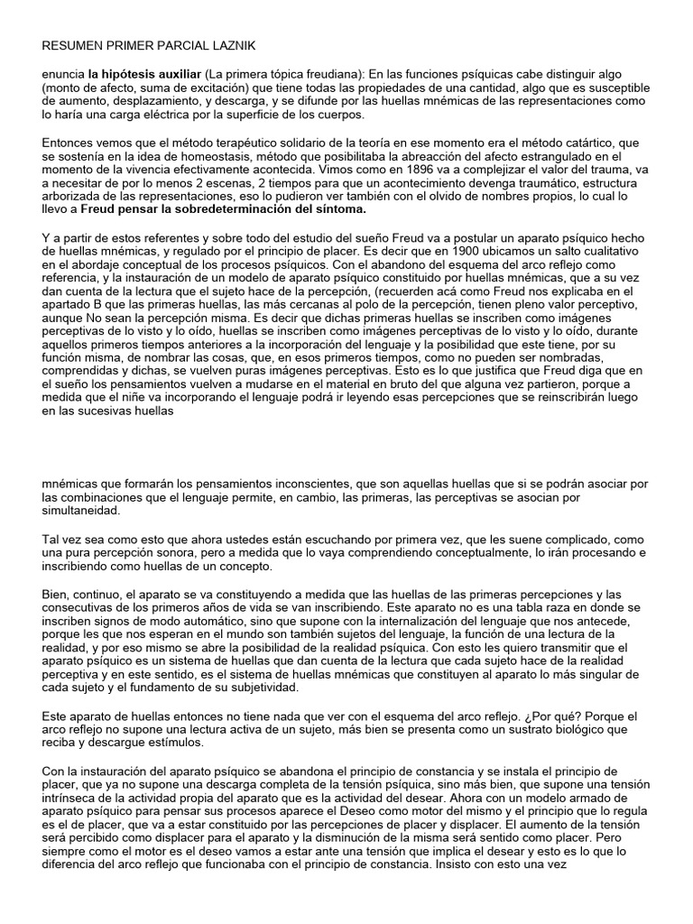 Resumen Primer Parcial Laznik | PDF | Trauma psicólogico | Sigmund Freud