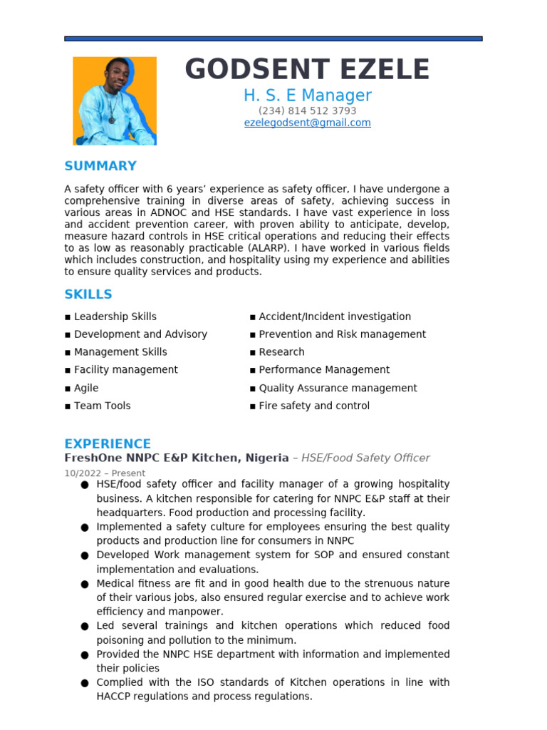 Godsent Ezele V | PDF | Safety | Food Safety