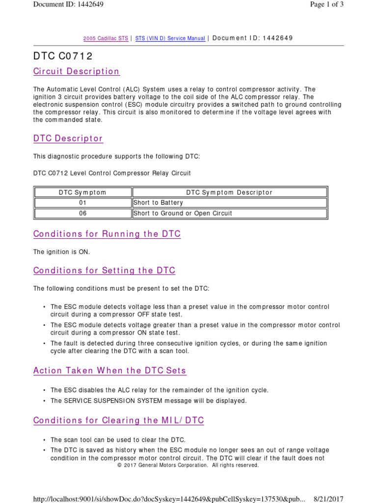 2005 STS DTC C0712 2 | PDF | Relay | Ignition System