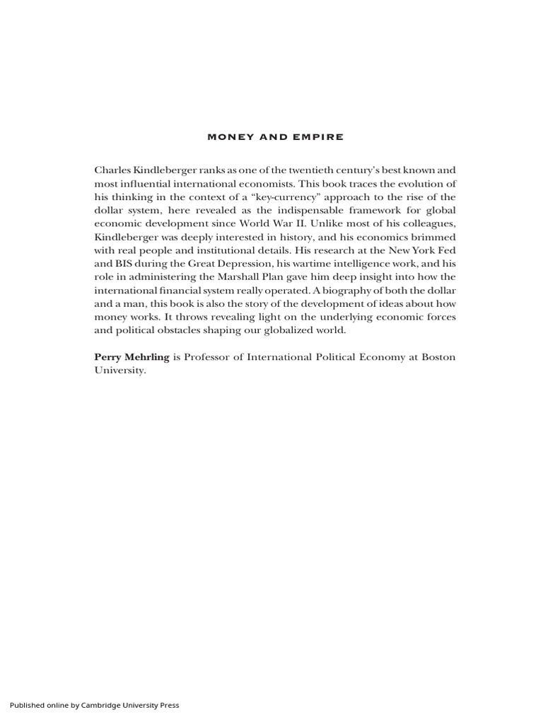 Perry Mehrling - Money and Empire | PDF | Library Of Congress | Great ...